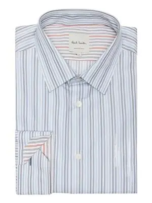Paul Smith Tailored Fit Stripe Cotton Dress Shirt - Light Blue