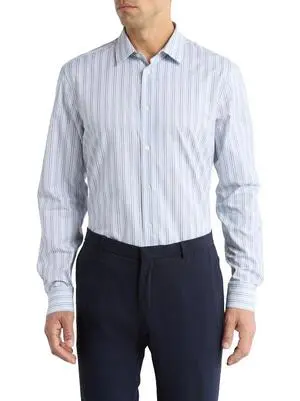 Paul Smith Tailored Fit Stripe Cotton Dress Shirt - Light Blue