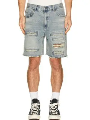 MIDNIGHT RODEO Distressed Denim Shorts - Light Blue Wash