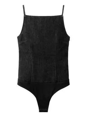 Mango June Denim Bodysuit - Black