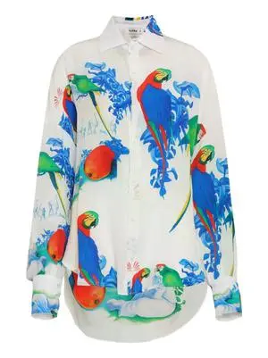 AMIR SLAMA Parrot-print Shirt - White