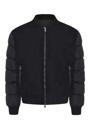 Add Quilted Panelled Bomber Jacket - Black