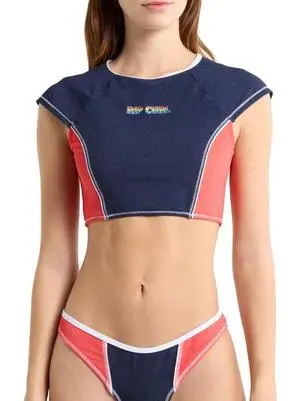 Rip Curl Surf Tide Short Sleeve Crop Rashguard - Dark Navy