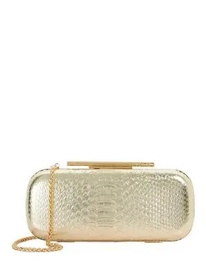 Dune London Faux Leather Frame Clutch - Gold Crocodile