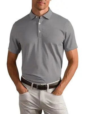 RHONE Drive Time Performance Polo Asphalt/white Stripe