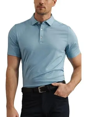 RHONE Drive Time Performance Polo Azure Blue Stripe