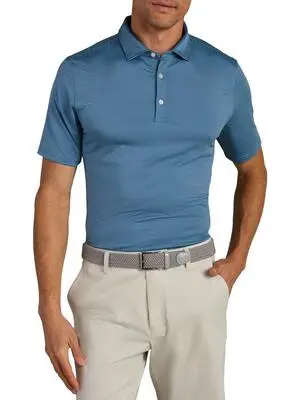 RHONE Drive Time Performance Polo Bright Sapphire Stripe