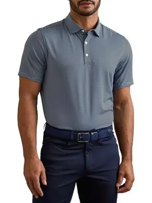 RHONE Drive Time Performance Polo True Navy/arctic Blue Stripe