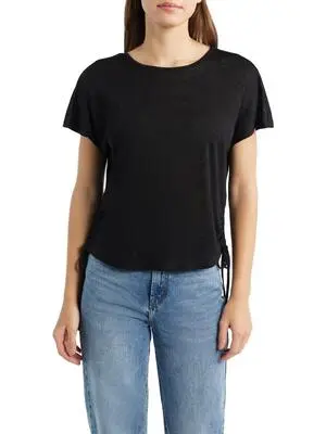 CITY BLUES Side Tie Knit Top - Black