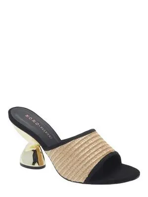 KOKO + PALENKI Thea Slide Sandal - Black Nubuck-raffia
