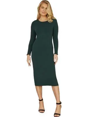 YUMI Luminous Sparkle Knit Midi Sweater Dress - Green