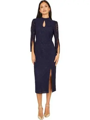 YUMI Lace Fitted Midi Dress
