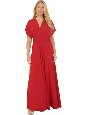 YUMI Jersey Stretch Multiway Maxi Dress Red