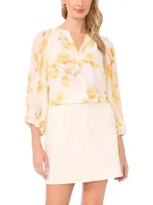 Vince Camuto Pleated Sleeve Top - New Ivory