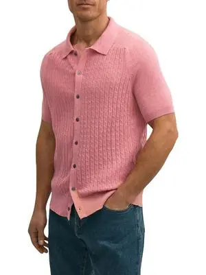 Brooks Brothers Cabled Cotton Cardigan - Bright Rose