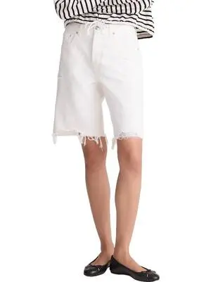Madewell Baggy Ripped Denim Shorts - Tile White