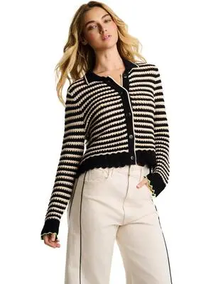 Lisa Todd Cotton Cardigan With Scalloped Edges - Black