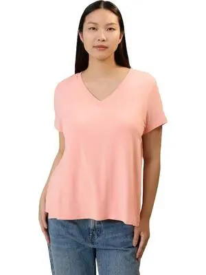 KINDRED BRAVELY Classic Modal V-neck T-shirt - Sunset Pink