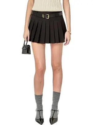 English Factory Belted Pleated Skort - Black