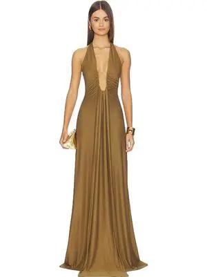 Misha Collection The Jennifer Cupro Maxi Dress - Olive