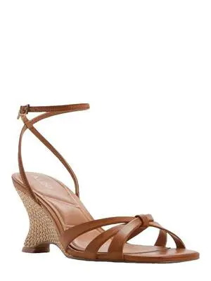 Aldo Ermanna Ankle Strap Wedge Sandal Cognac