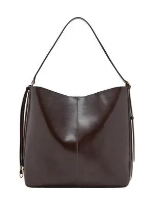 Mango Faux Leather Shoulder Bag - Chocolate