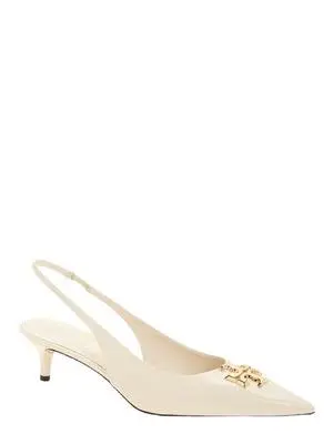 Tory Burch Eleanor Kitten Heel Slingback Pump - Light Cream/gold