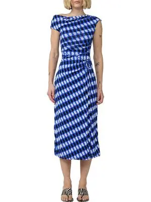Diane Von Furstenberg Wittrock One-shoulder Mesh Midi Dress - Jelly Dot Aquarius