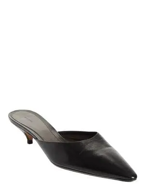 THE ROW Liisa Pointed Toe Kitten Heel Mule - Black