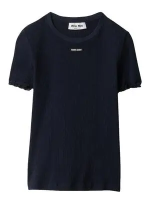 Miu Miu Garment-dyed Cotton Top - Navy