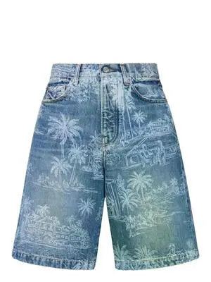 Amiri Chateau Palms Denim Shorts - Blue
