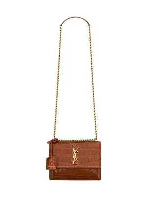 Saint Laurent Small Sunset Cross Body Bag - Brown