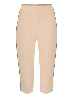 Elisabetta Franchi Slim Fit Crop Trousers With Contrast Side Inserts - Neutrals