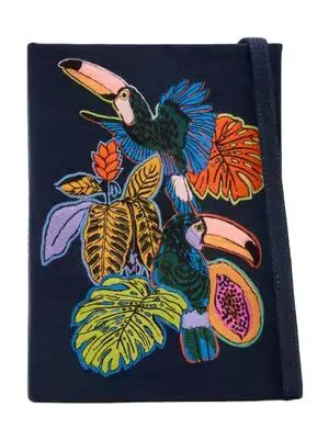 OLYMPIA LE-TAN Tropicalia-Embroidered Clutch Blue