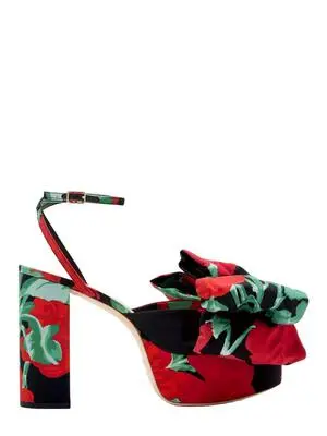 LOEFFLER RANDALL Floral-pattern Platform Sandals With Bow Detail - Black