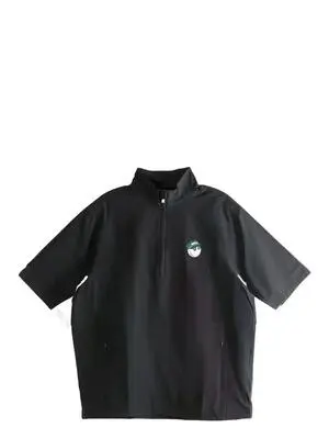 MALBON Short Sleeve Zip Embroidered T-shirt - Black