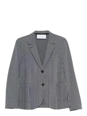 Harris Wharf London Striped Notched Lapel Jacket - Blue