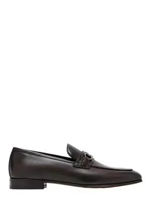 FERRAGAMO Loafers With Croc-effect Detailing - Brown