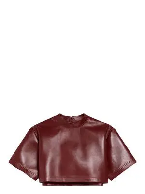 Balenciaga Cropped Lambskin T-shirt - Red