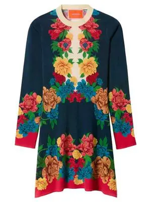 La DoubleJ Mini Swing Floral-print Dress - Blue