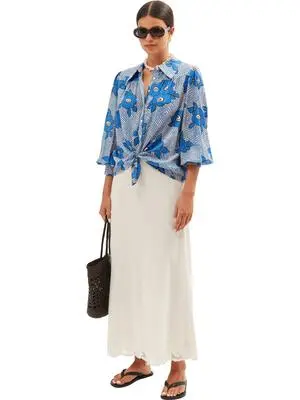 Rixo Floral Blake Shirt - Blue