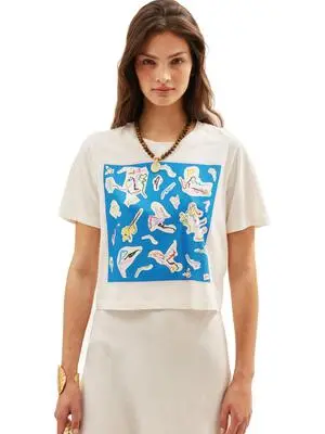 Rixo Printed Cotton-jersey T-shirt - Blue