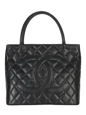 CHANEL Vintage Quilted Caviar Medallion Tote