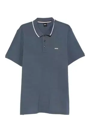BOSS Logo Trim Polo Shirt Blue