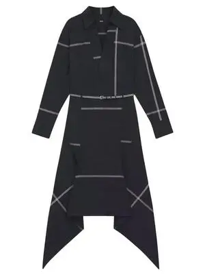 BOSS V-neck Belted Midi Dress - Black