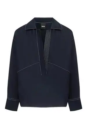BOSS Contrast-stitching Blouse - Blue