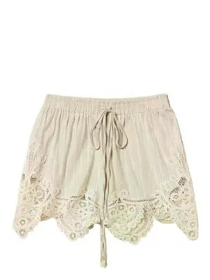 TWINSET Striped Shorts With Lace Detail - Neutrals