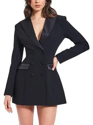 MISS CIRCLE NEW YORK Calista Stretch Crepe Blazer Dress - Black