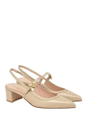 GIANVITO ROSSI Allette Slingback Pumps Beige Overflow Leather