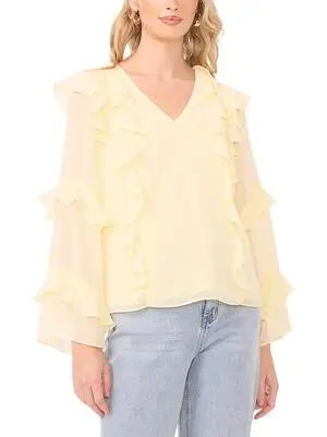 1.State Long Sleeve Ruffle Top - Pastel Yellow